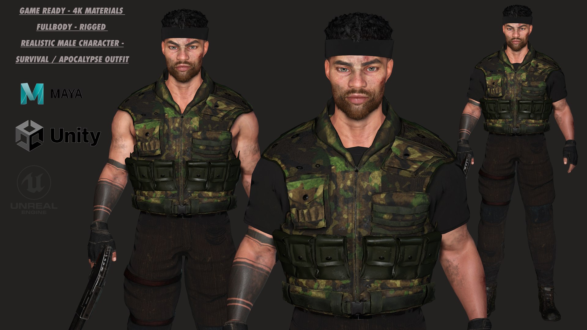 AAA 3D REALISTIC MALE CHARACTER - SURVIVAL APOCALYPSE OUTFIT Model ...