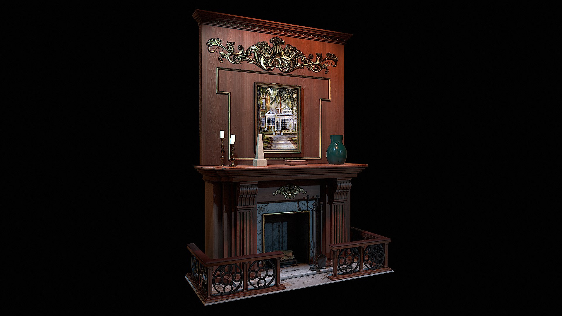 Victorian Study Fireplace Model - TurboSquid 2195558