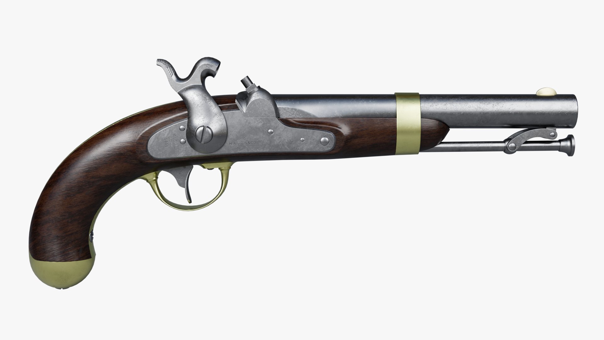 US Model 1842 Percussion Pistol Lowpoly Model - TurboSquid 2327571