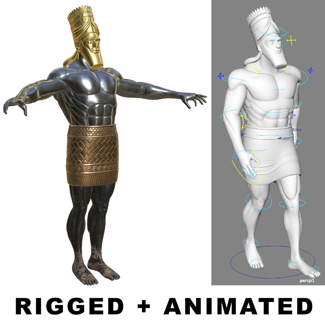 modelo 3d Estatua de Daniel 2 Rey Nebuchadnezzar Rigged 3D animado ...