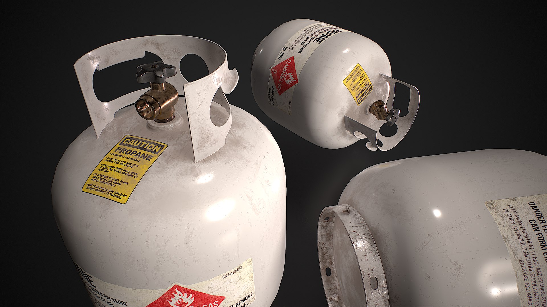 Propane Tank Usage Dirty White Low-poly Model - TurboSquid 2232319