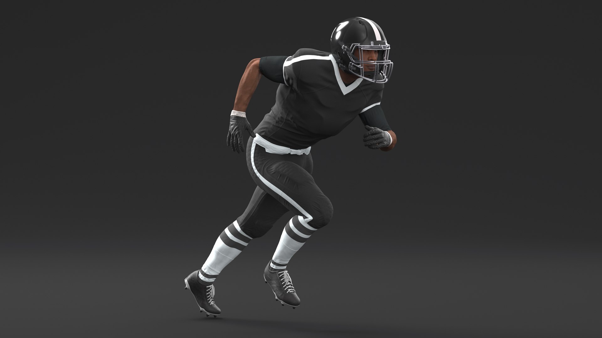 Black Uniform Black Man Football Player Rigged 3D Model - TurboSquid ...