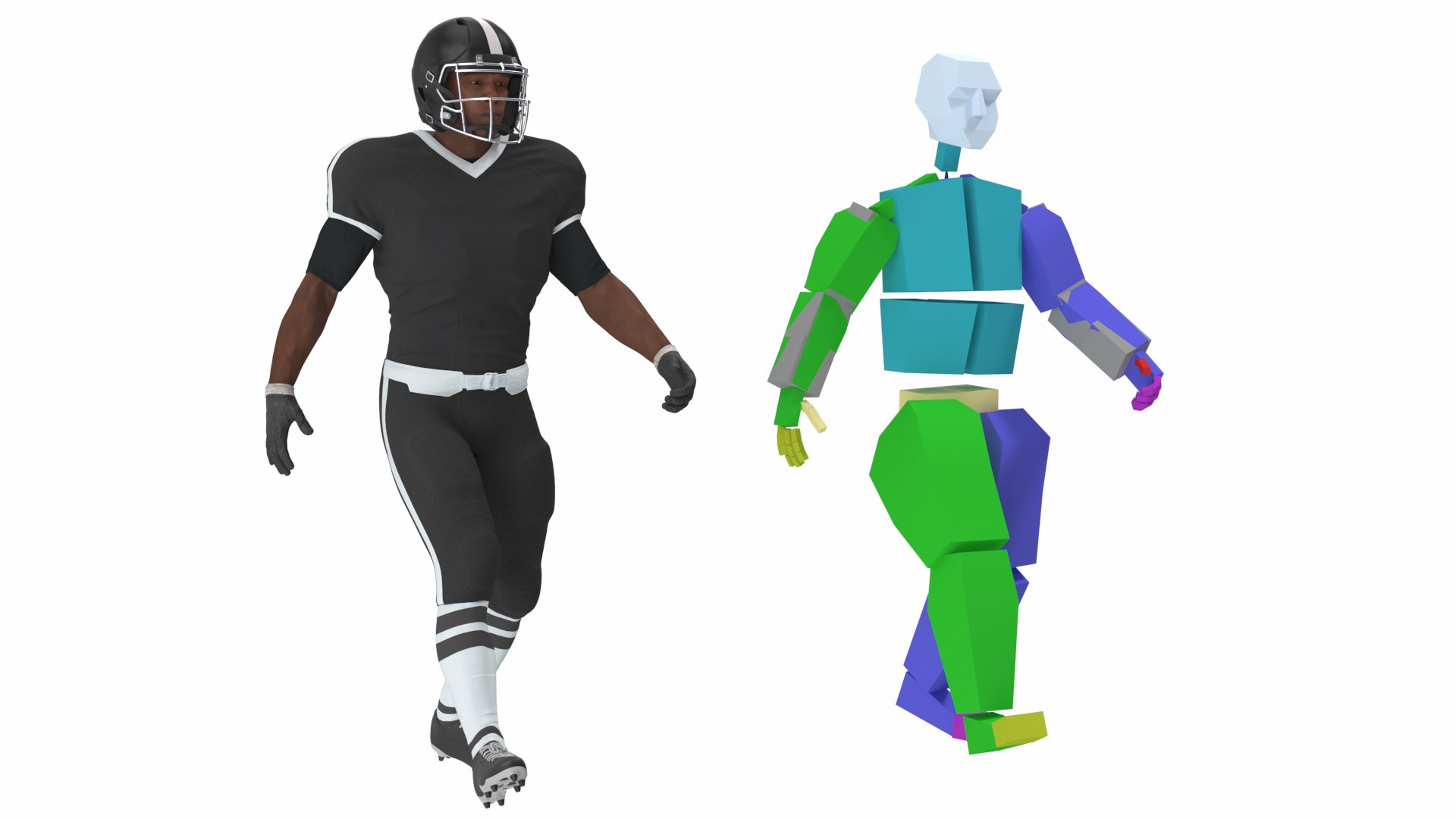 Black Uniform Black Man Football Player Rigged 3D Model - TurboSquid ...