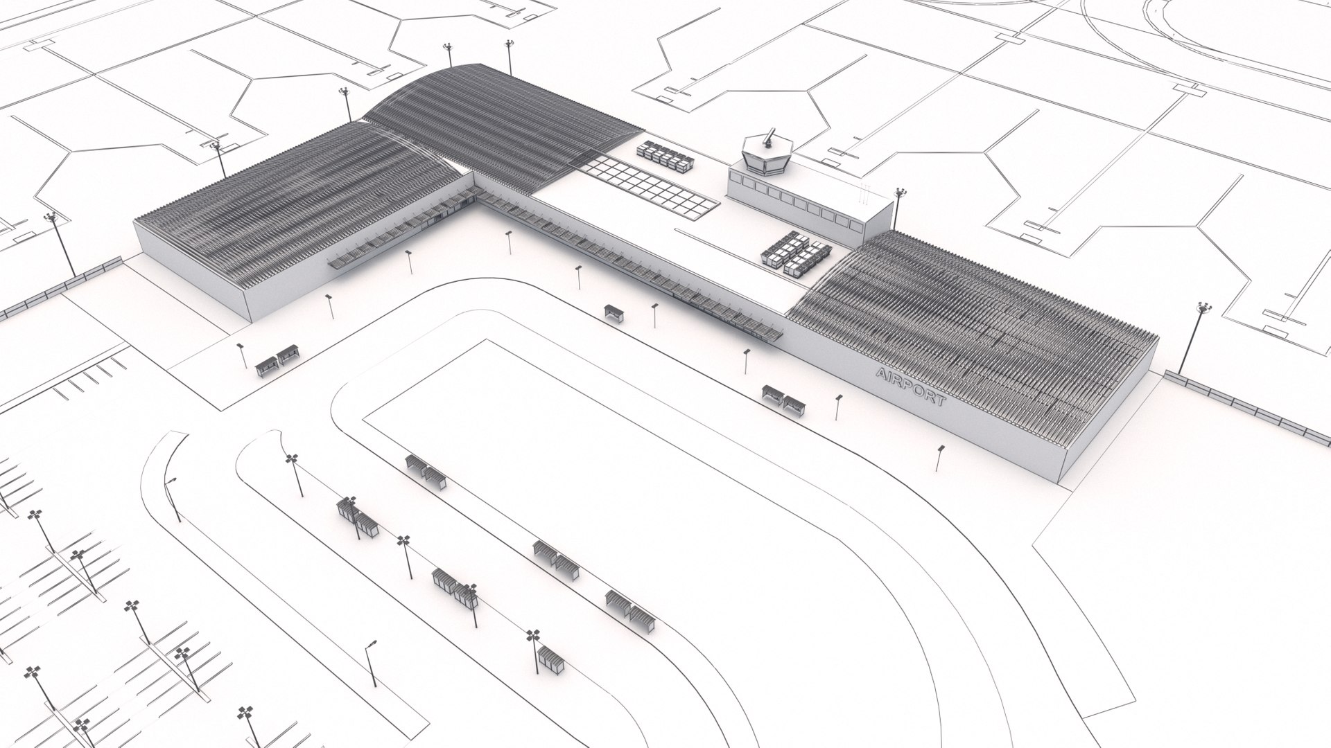 International Airport with Interior and Landscape 3D model - TurboSquid ...