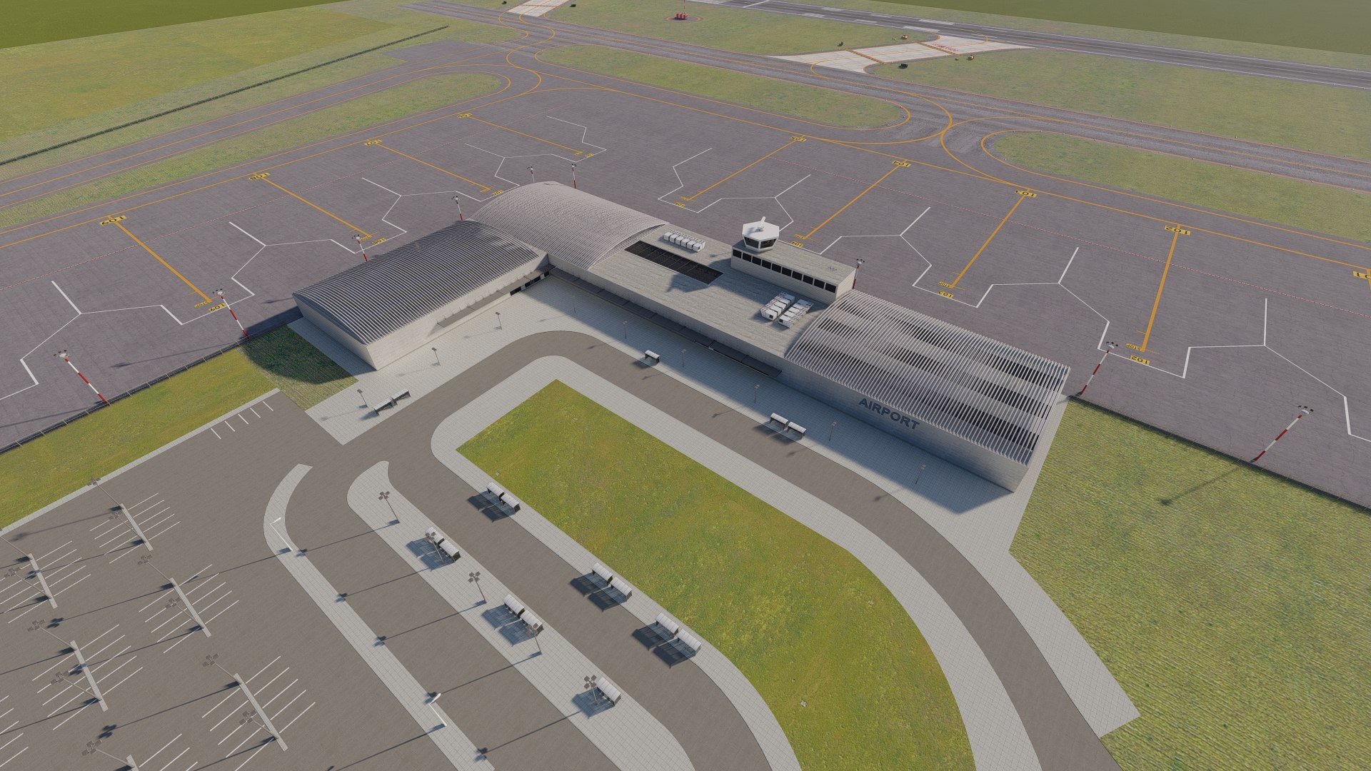 International Airport with Interior and Landscape 3D model - TurboSquid ...