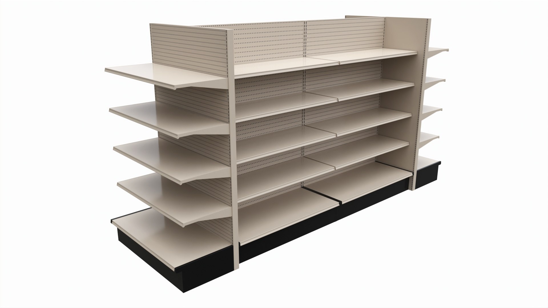 Store Shelving Double Sided Unit With End Cap Unit 3D Model ...