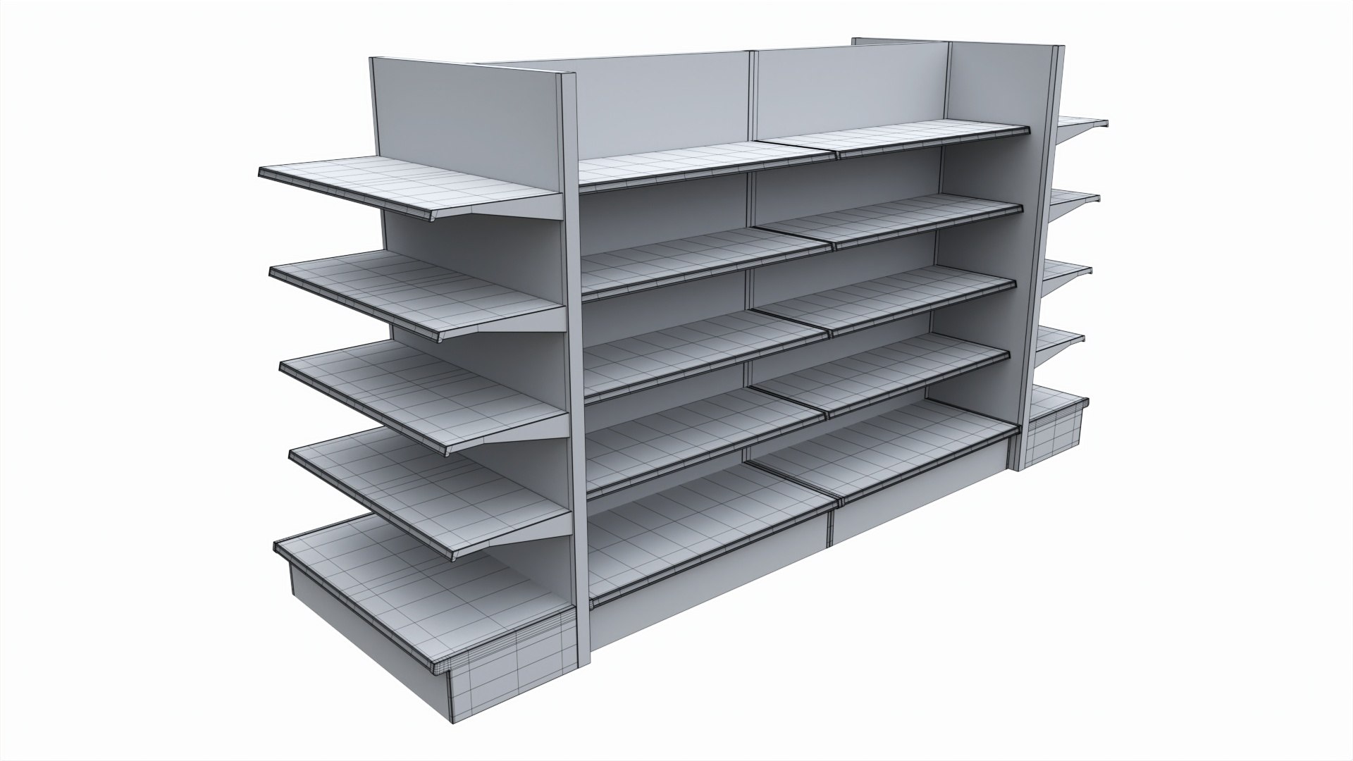 Store Shelving Double Sided Unit With End Cap Unit 3D Model ...
