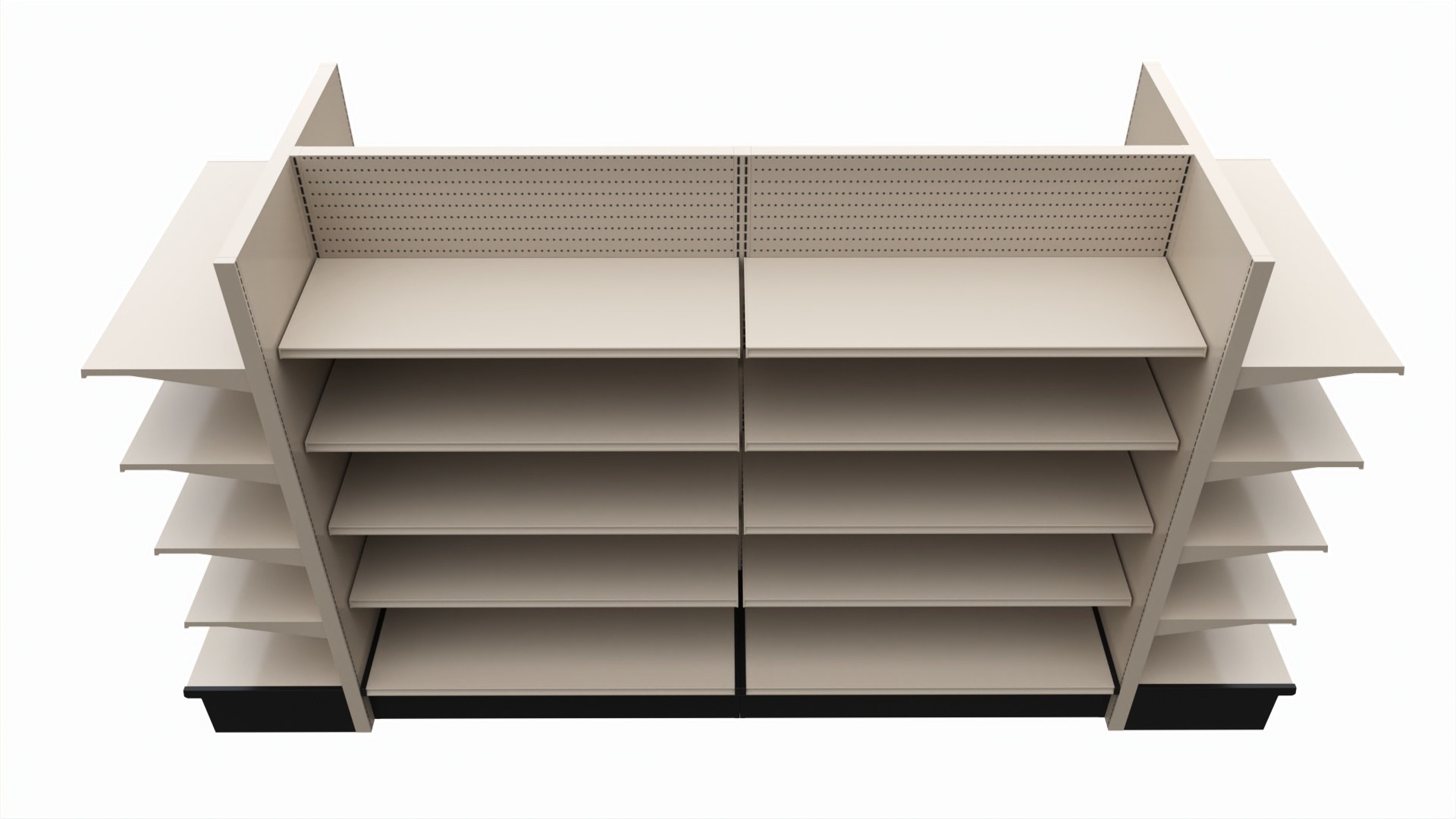 Store Shelving Double Sided Unit With End Cap Unit 3D Model ...