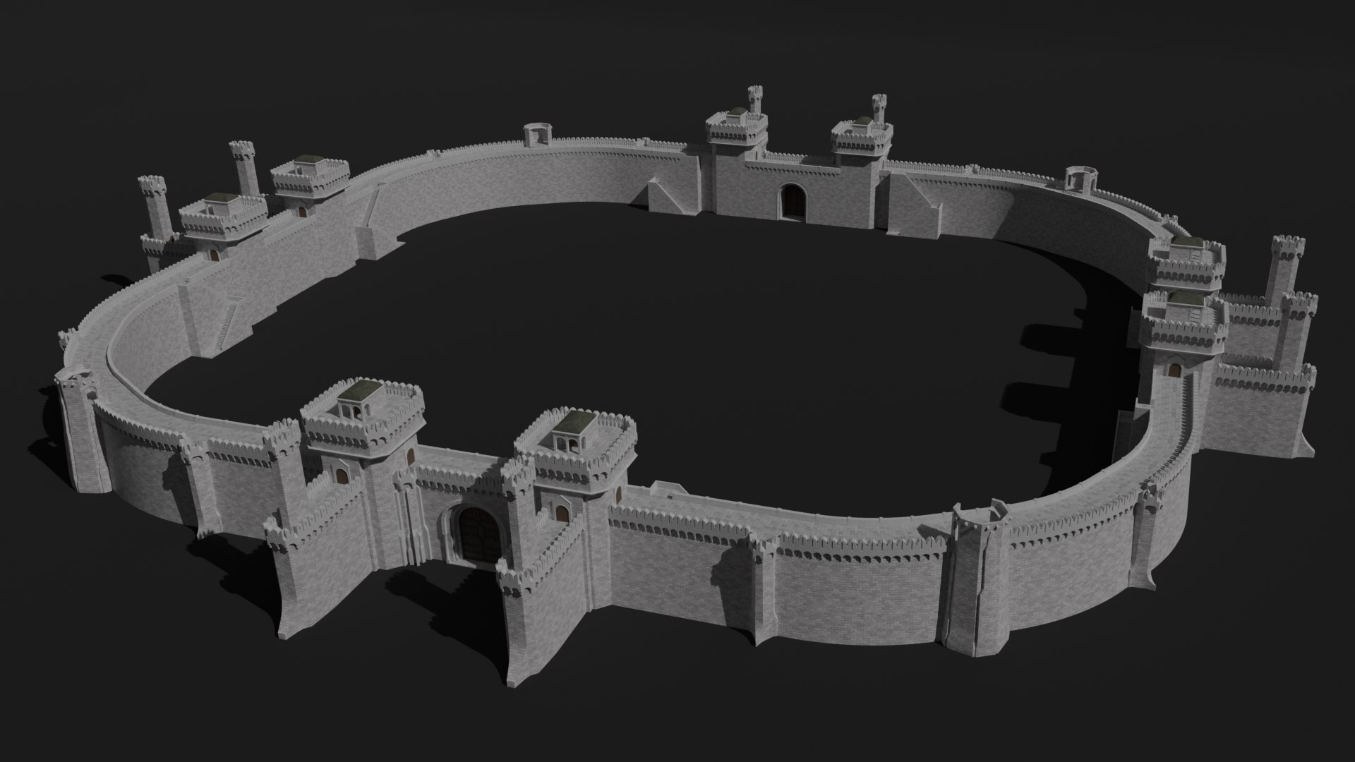 3D Modular castle walls - 17 pieces with 1 trim sheet texture Low-poly ...