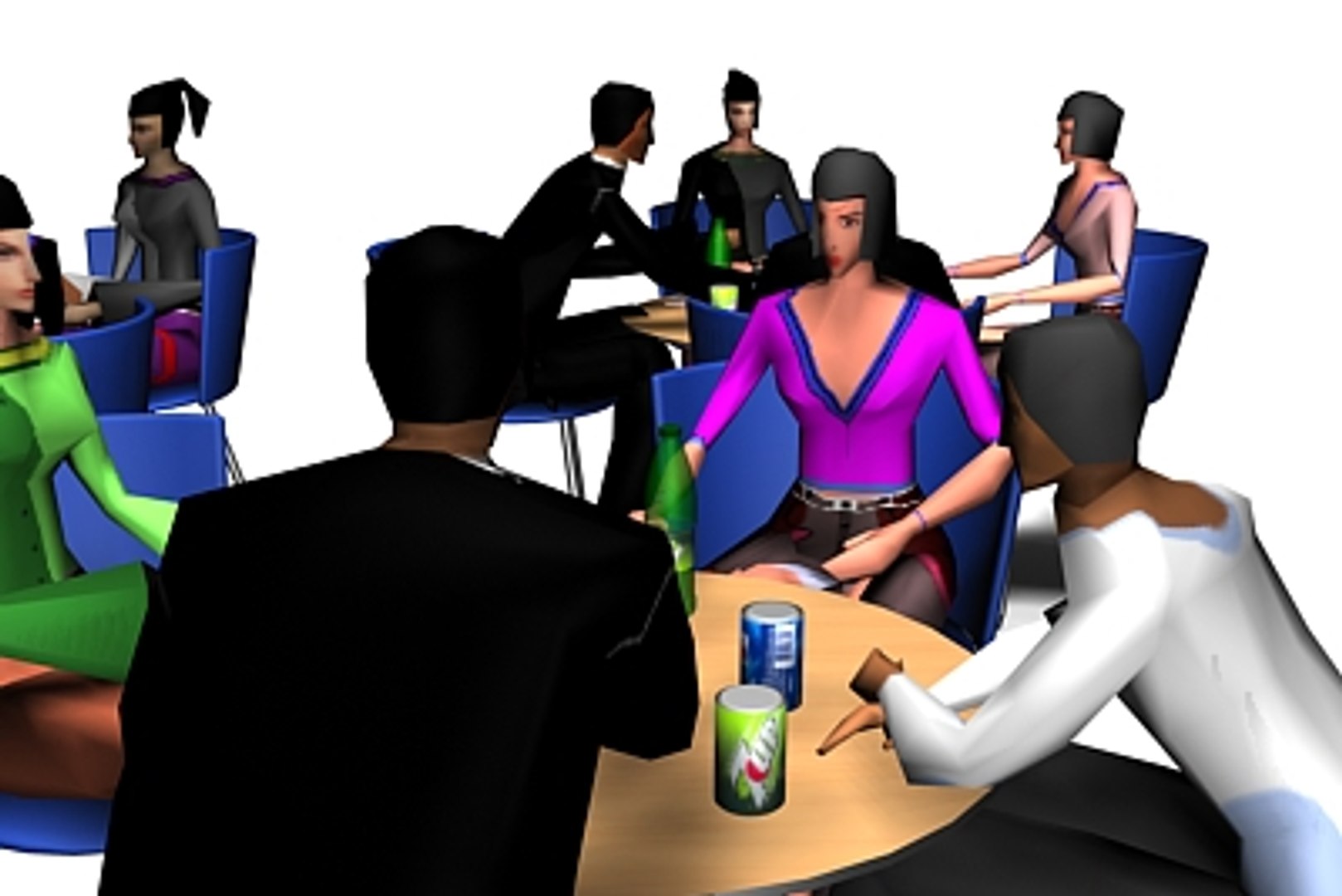 Restaurant Cafe Tables People 3d Model