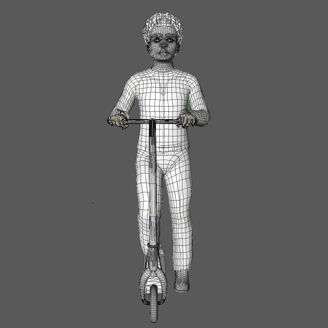 African Boy Riding Scooter C4d