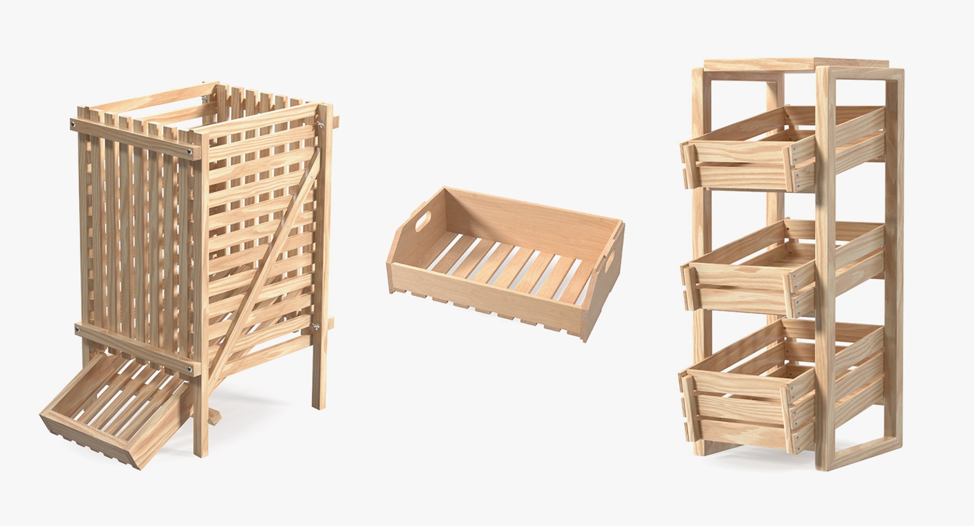 3D Wooden Vegetable Racks Collection 2 - TurboSquid 1958368