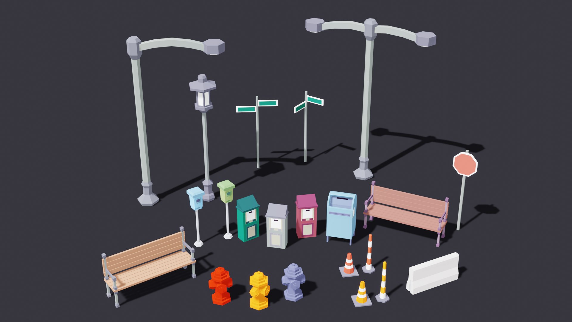 Simple Low Poly City Props Pack 3D - TurboSquid 2334473