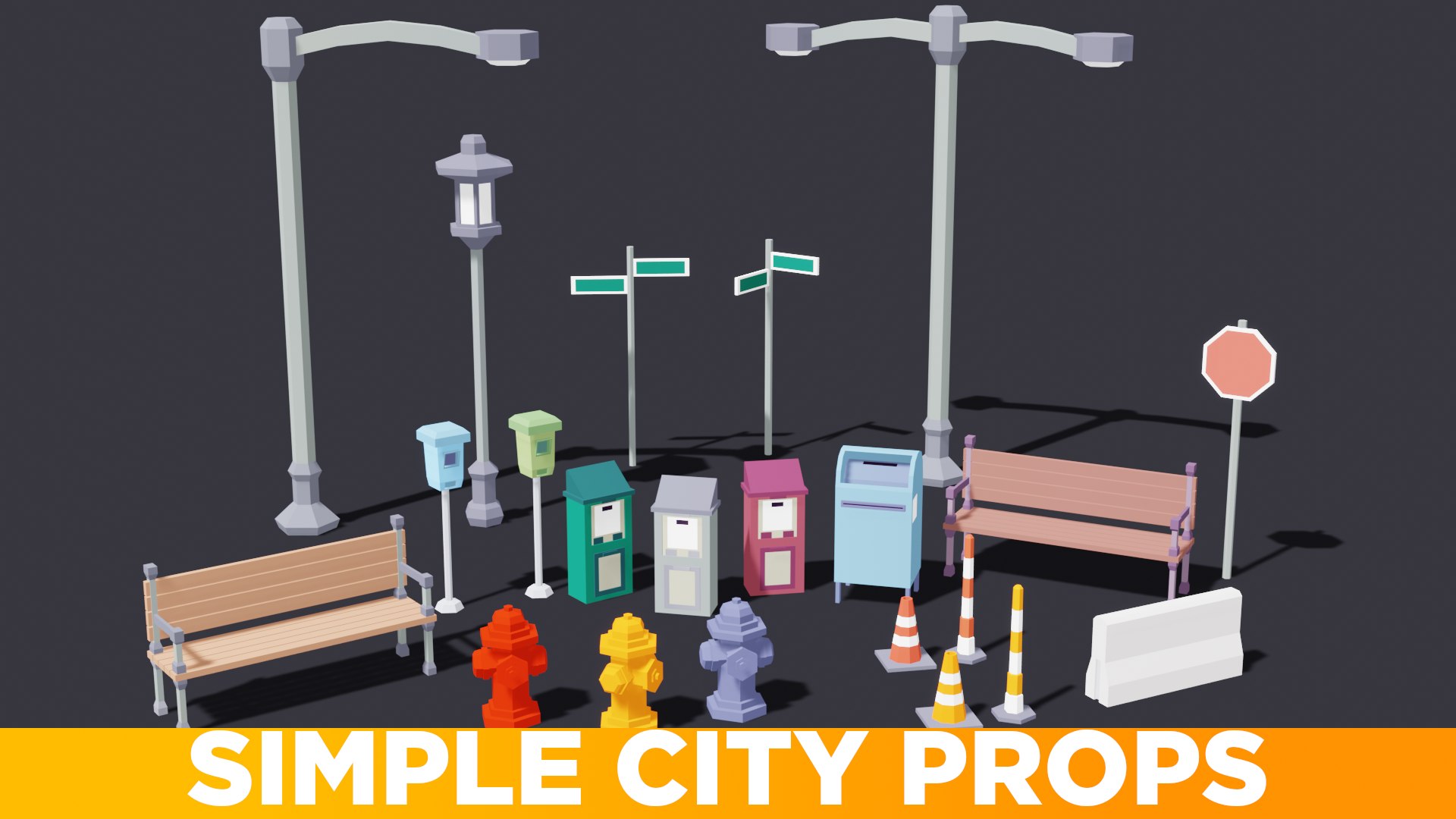 Simple Low Poly City Props Pack 3D - TurboSquid 2334473