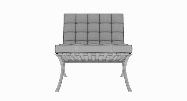 Knoll White Leather Barcelona Chair Couch and Stool Ottoman Set 3D ...