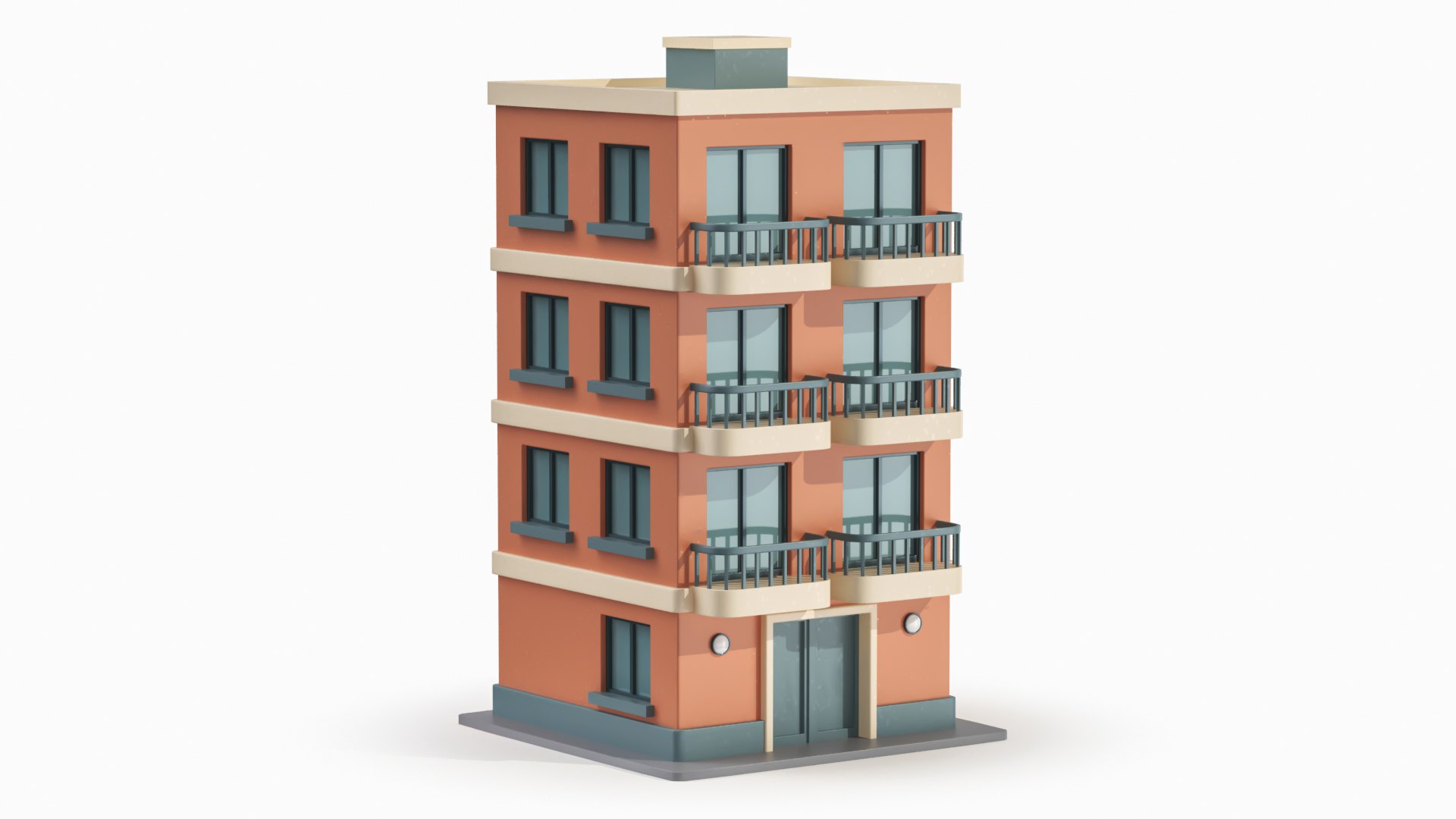 Cartoonish Apartment Building Low Poly 3D Bundle 3D Model - TurboSquid ...