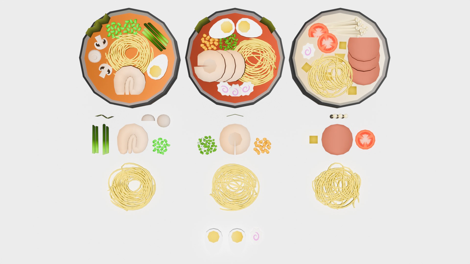 3D Low Poly Japanese Food - Ramen Pack - TurboSquid 2393280