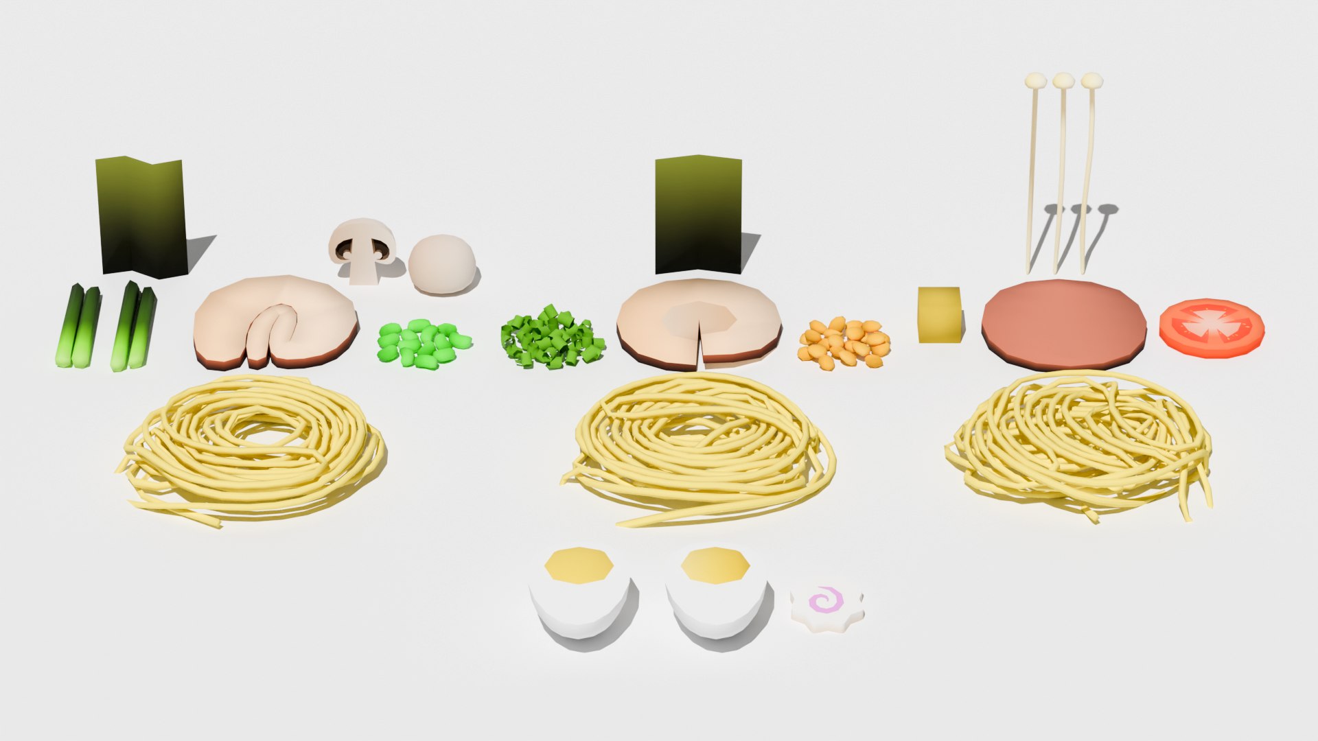 3D Low Poly Japanese Food - Ramen Pack - TurboSquid 2393280