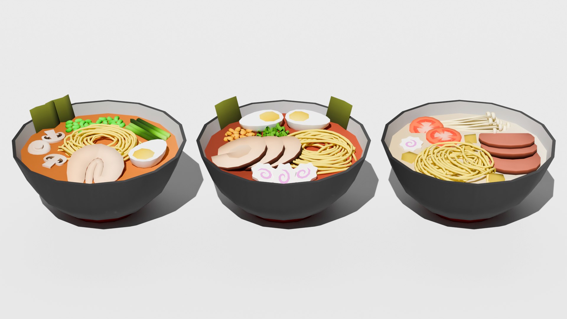 3D Low Poly Japanese Food - Ramen Pack - TurboSquid 2393280