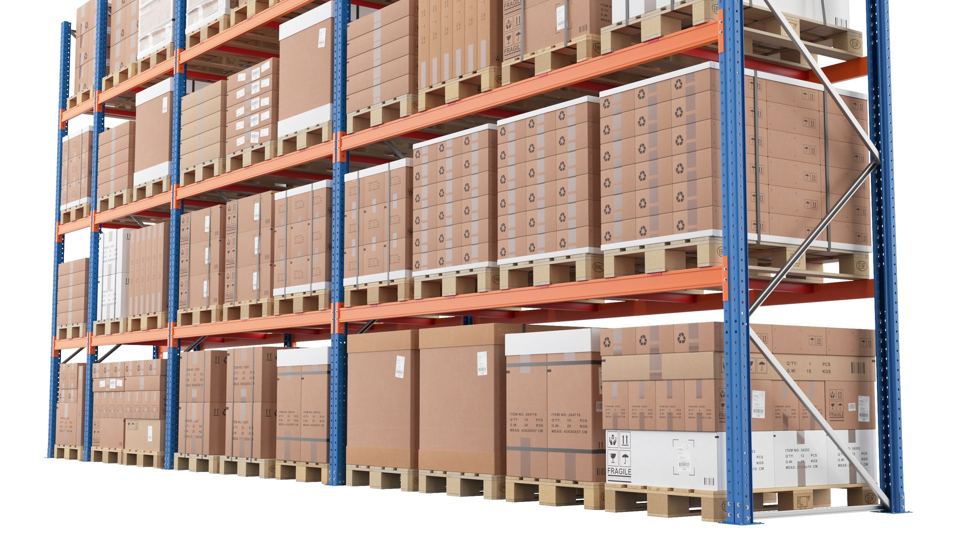 Warehouse Shelf With Pallets Model - TurboSquid 1991572