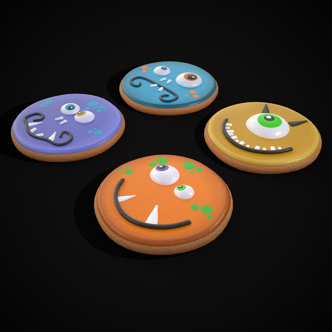 Goofy Circle Monster Cookies 3D - TurboSquid 2063882