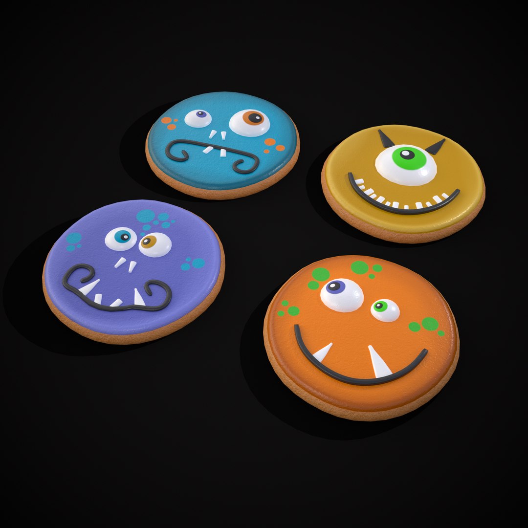 Goofy Circle Monster Cookies 3D - TurboSquid 2063882