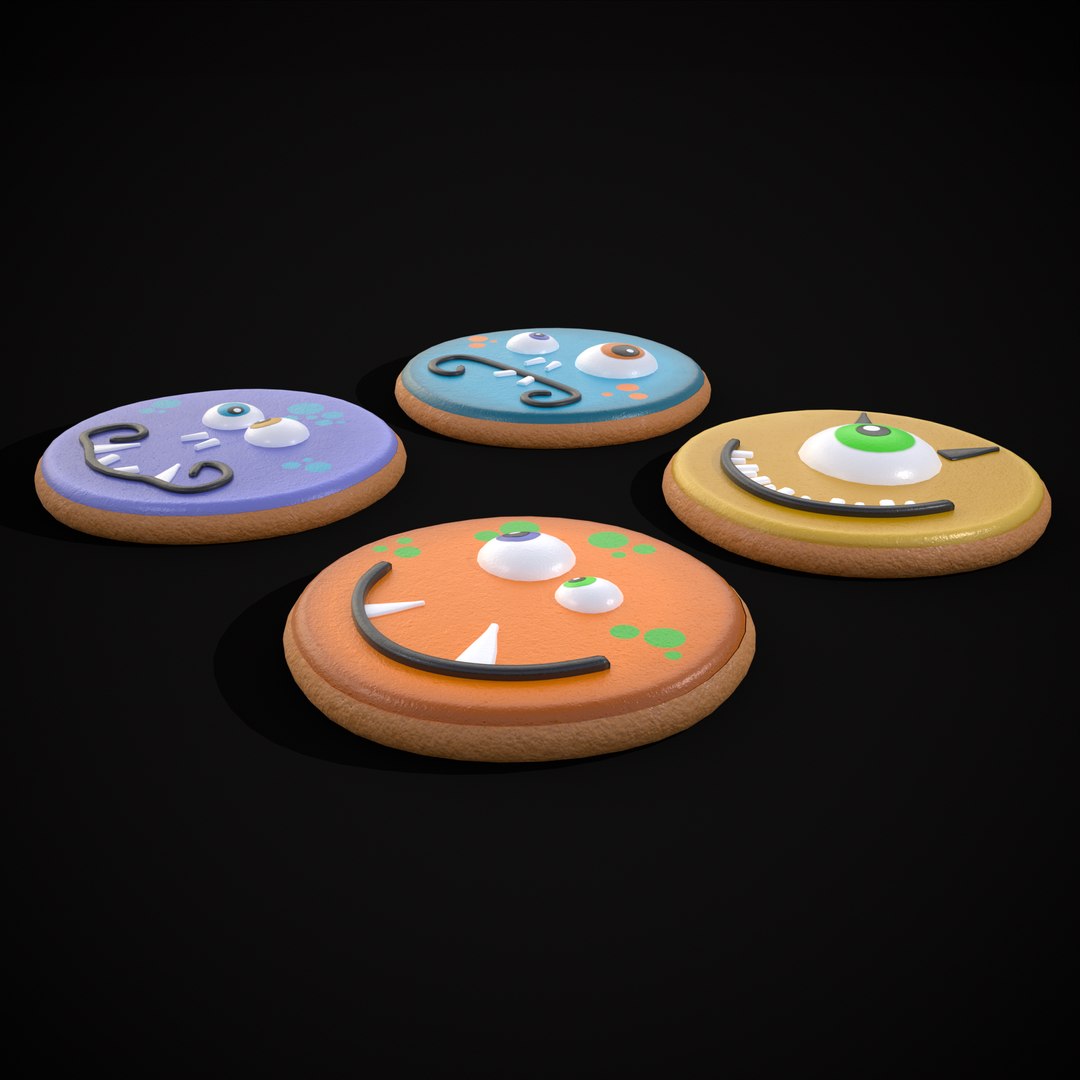 Goofy Circle Monster Cookies 3D - TurboSquid 2063882