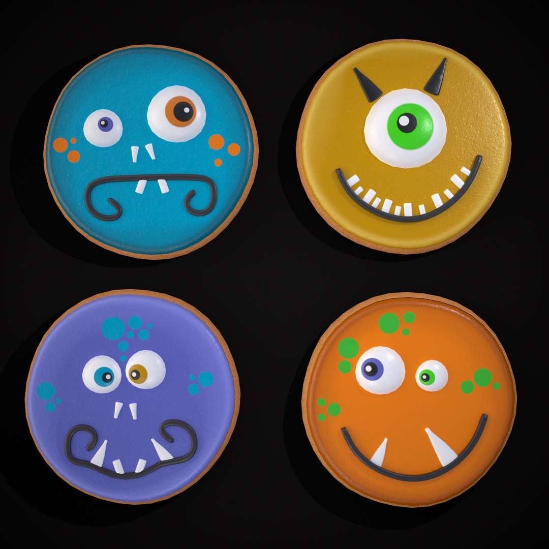 Goofy Circle Monster Cookies 3D - TurboSquid 2063882