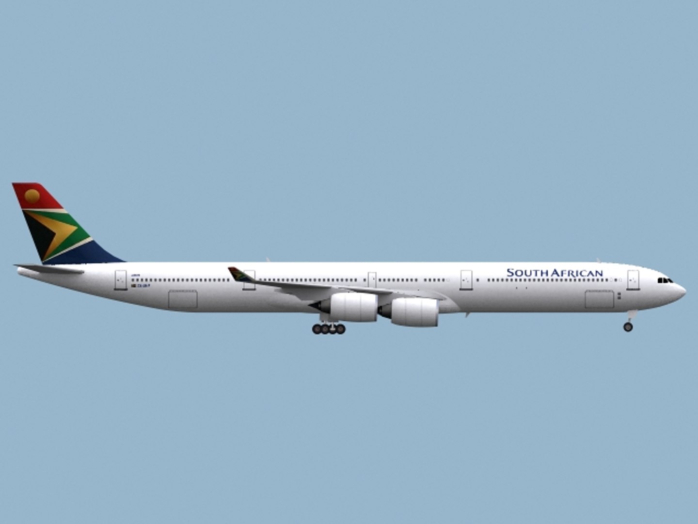 3ds max airbus a340-600 south african