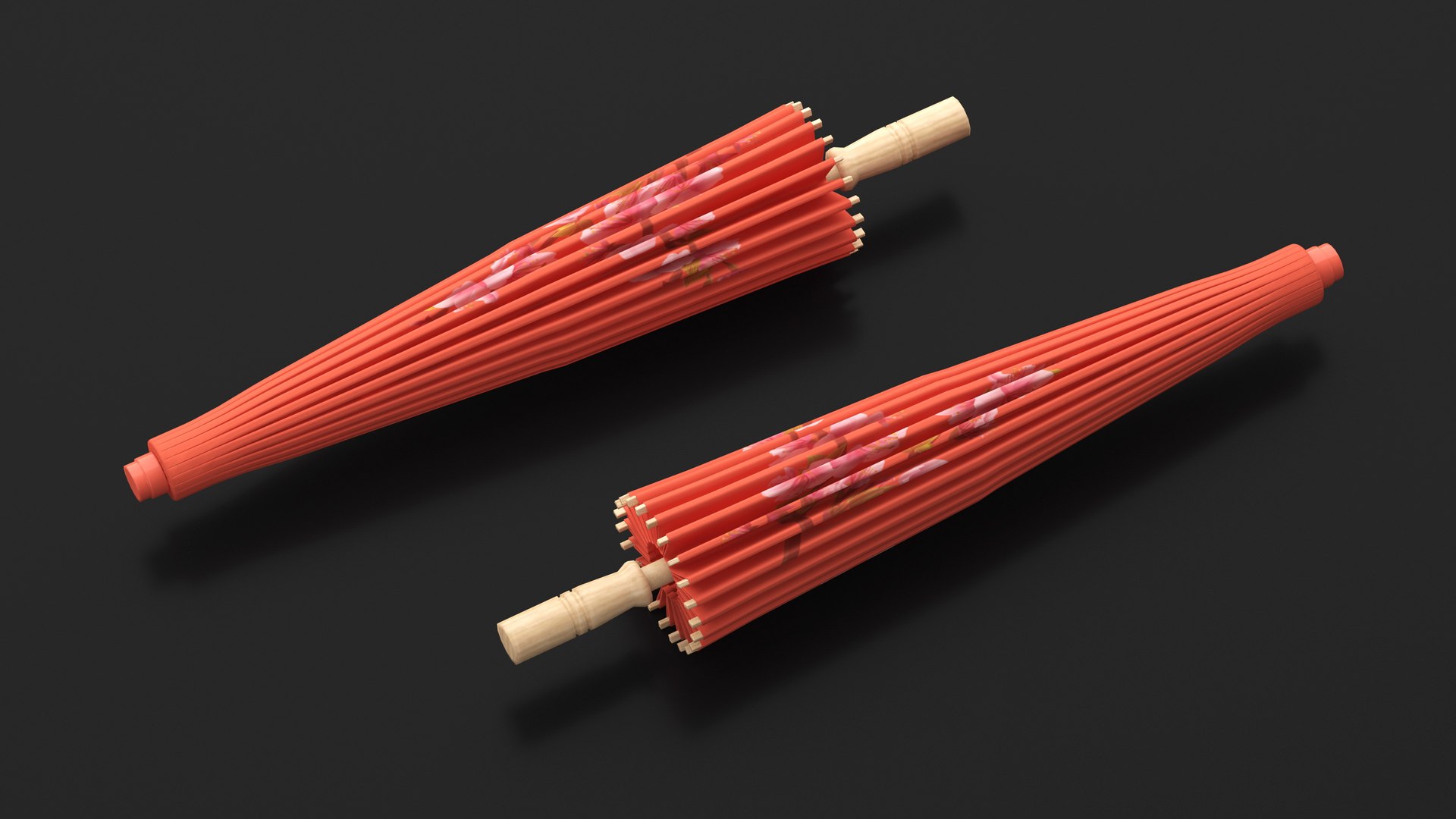 Chinese Umbrella Closed Red 3D Model - TurboSquid 1994234