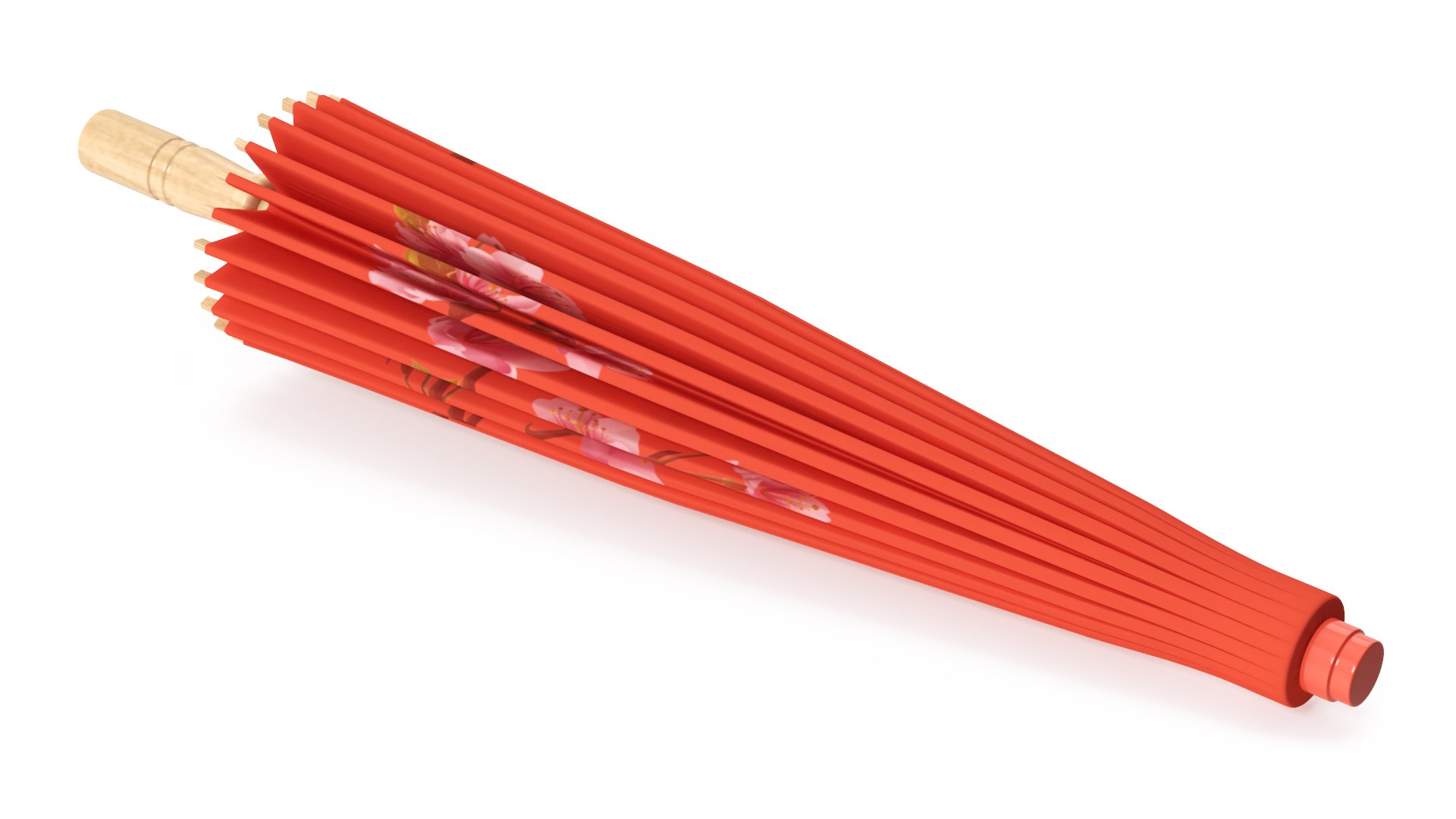 Chinese Umbrella Closed Red 3D Model - TurboSquid 1994234
