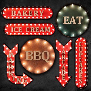 The American sign Diner 3D model - TurboSquid 1939830