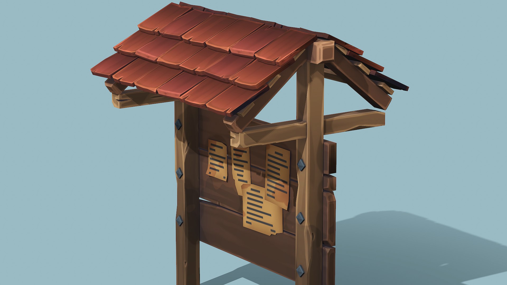 3D Stylized Notice Board - PBR Game Ready - TurboSquid 2049880