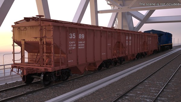 modelo 3d Tren locomotora eléctrica diésel con vagones de mercancías ...