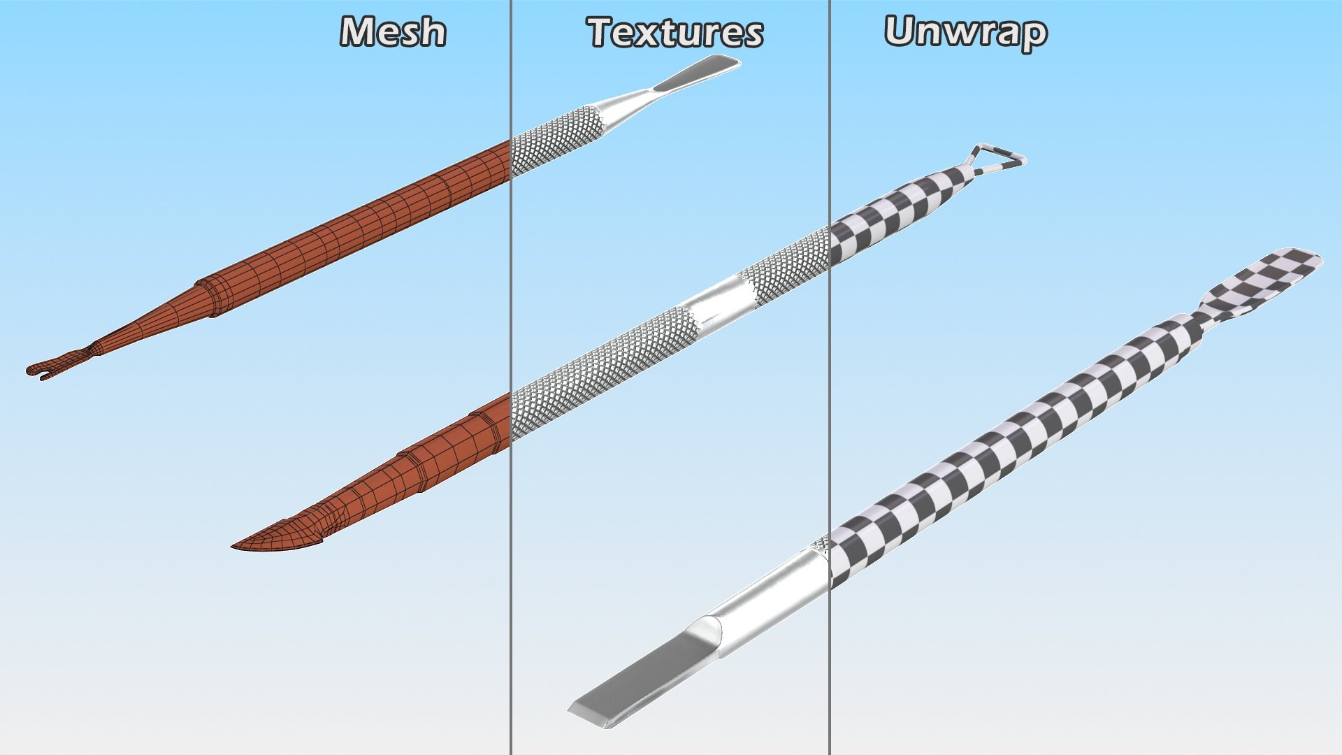 Professional Cuticle Pusher Silver Set 3D model - TurboSquid 1787406