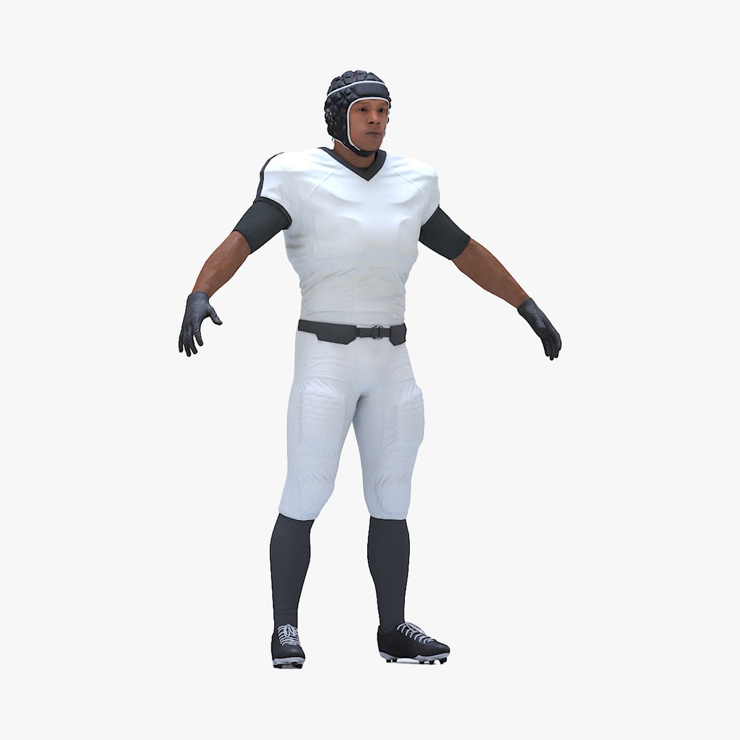 3D Uniform Black Man Football Player With Rugby Helmet Rigged For Maya - TurboSquid 2354727