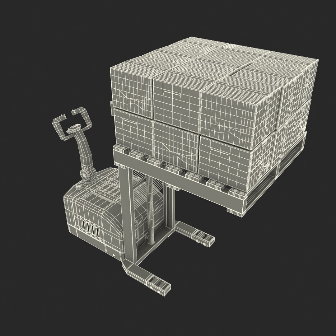 electric walkie stacker wooden pallet 3d model