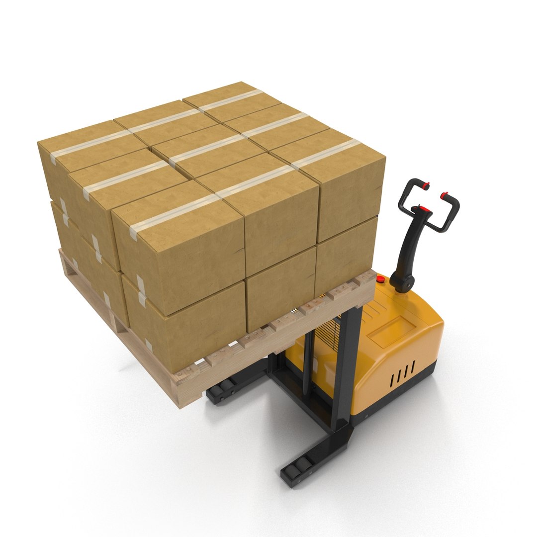 electric walkie stacker wooden pallet 3d model