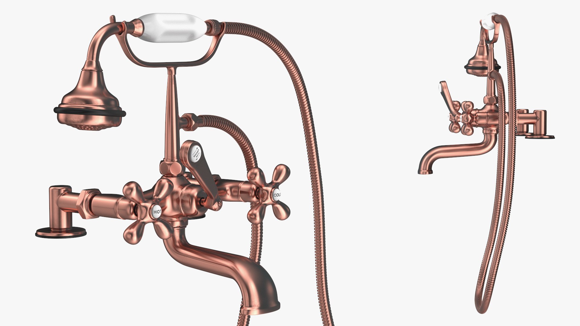 3D Copper Bath Shower Mixer Tap With Shower Model - TurboSquid 2100718