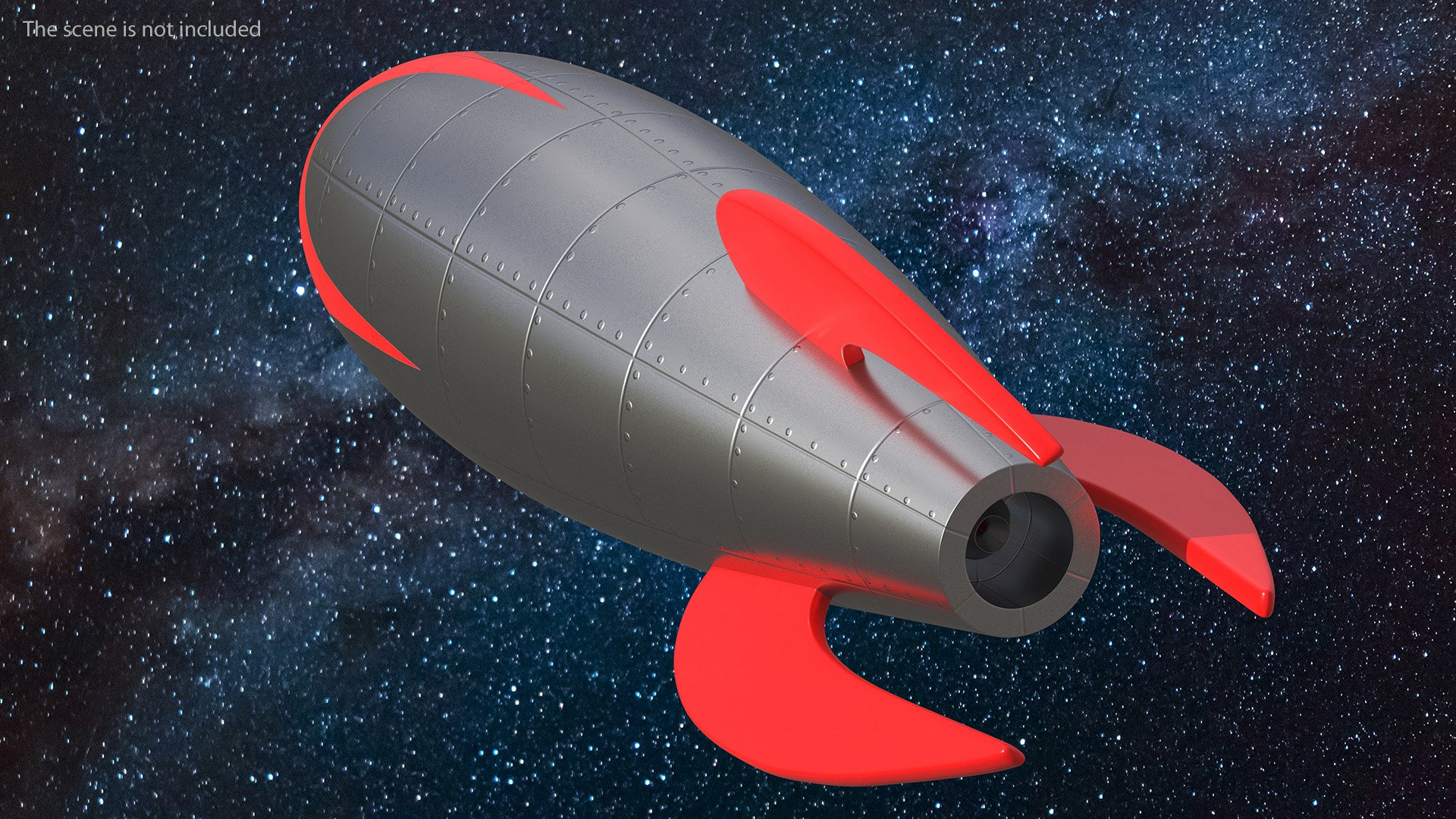 3D Retro Space Rocket Red Model - TurboSquid 2113199
