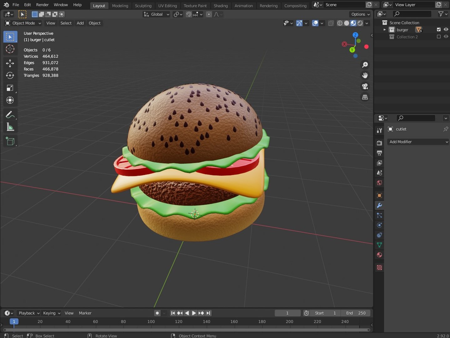 Free BURGER 3D MODEL Hamburger 3D Model - TurboSquid 2165242