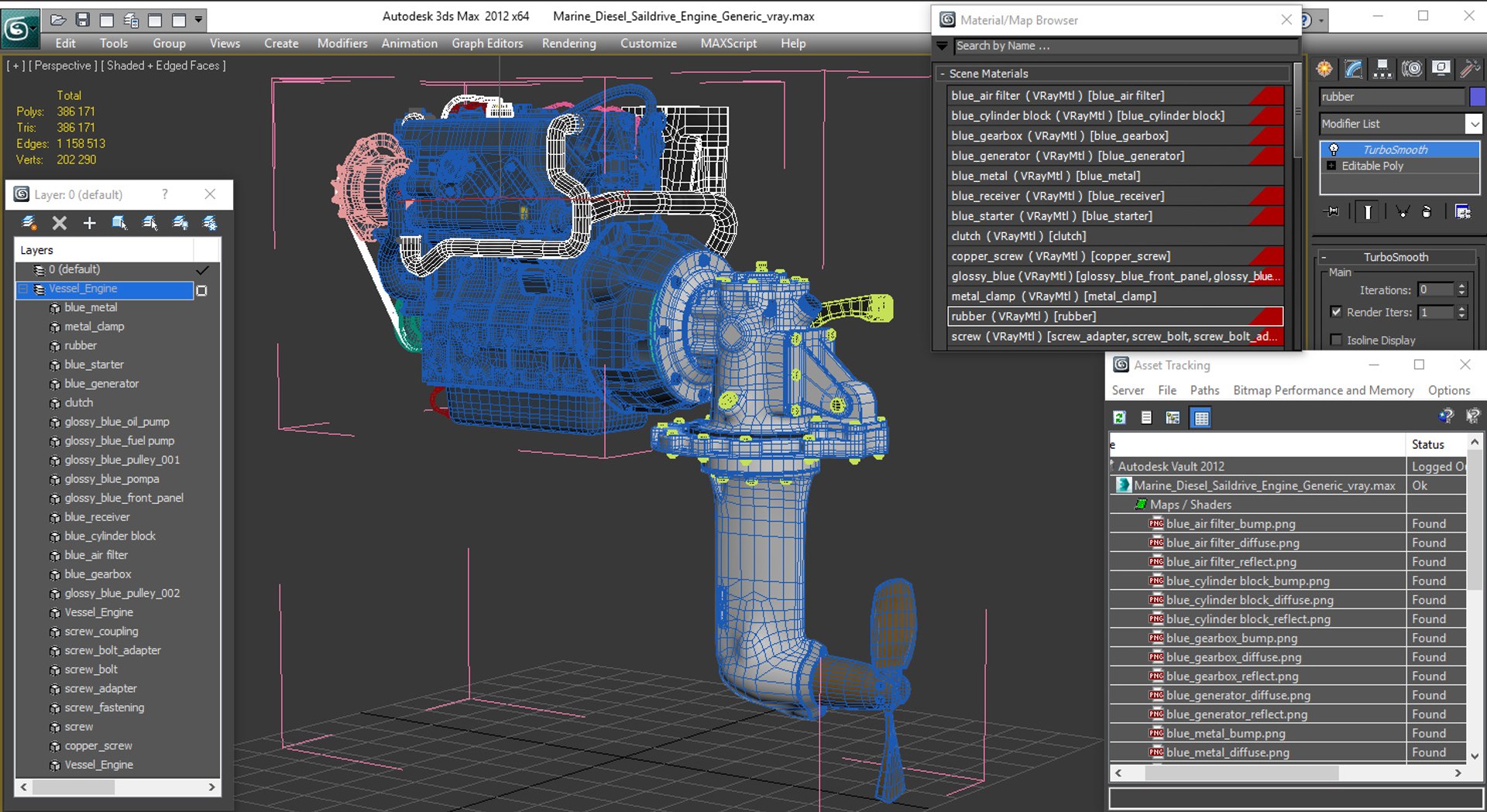 3D marine diesel saildrive engine - TurboSquid 1400903