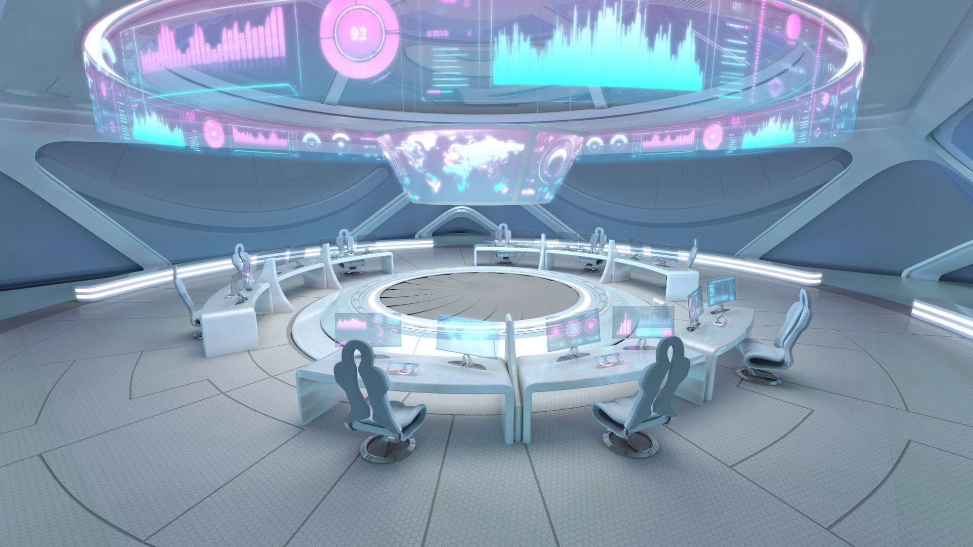 Command Center Futuristic Room 3D Model - TurboSquid 2204250