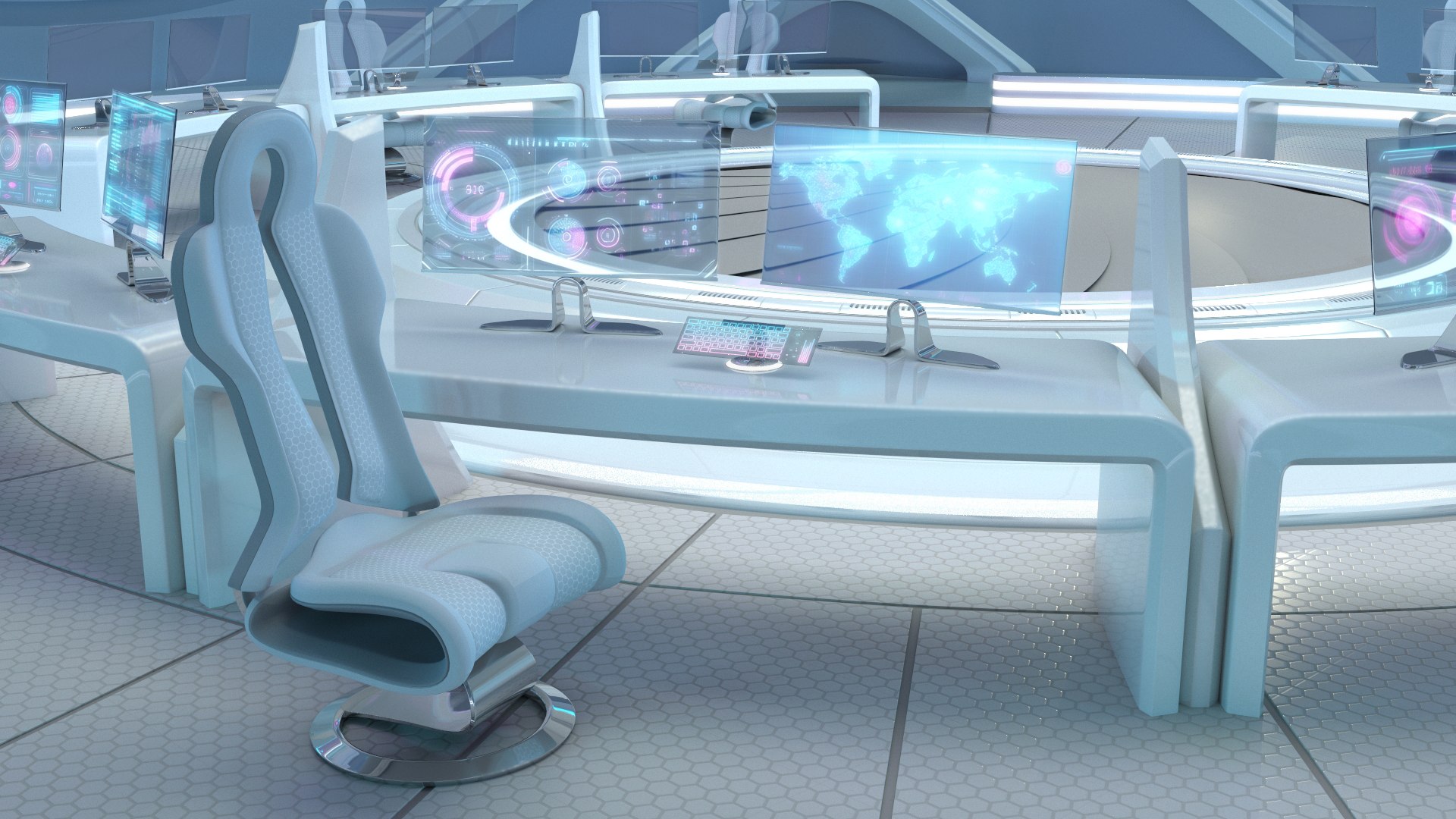Command Center Futuristic Room 3D Model - TurboSquid 2204250