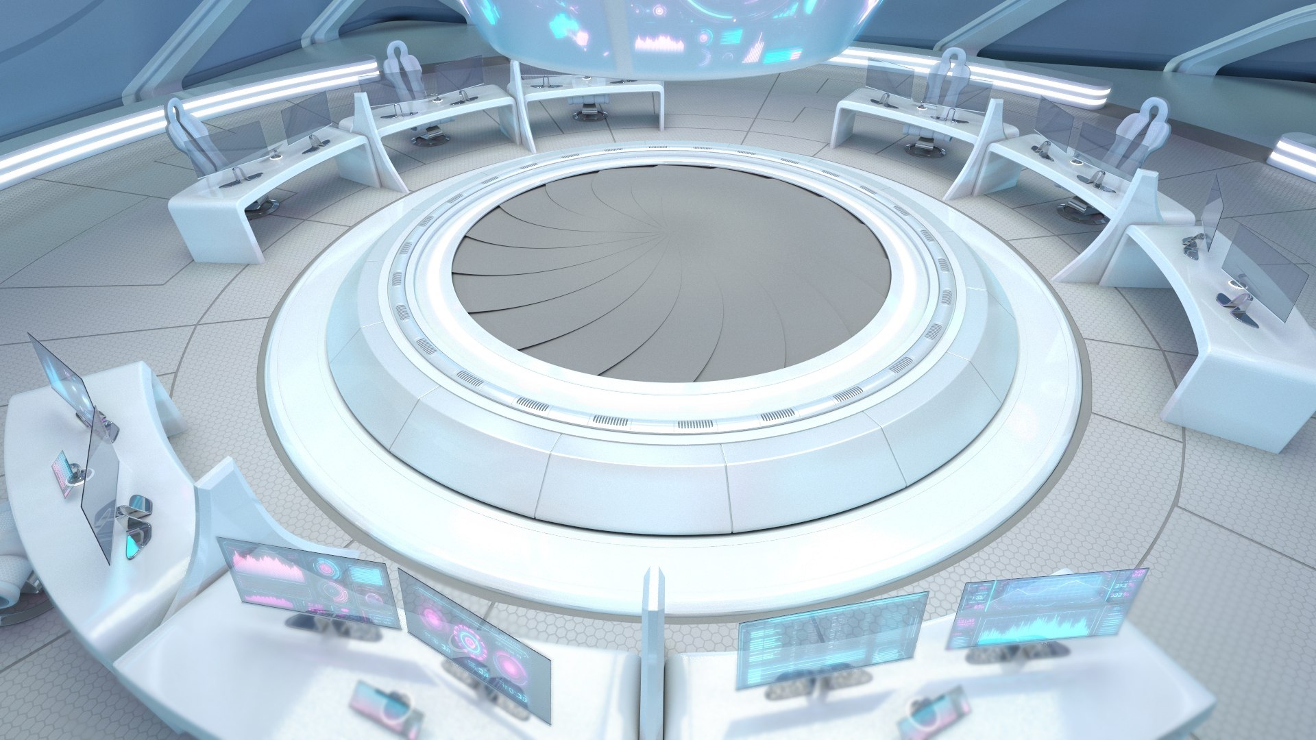Command Center Futuristic Room 3D Model - TurboSquid 2204250