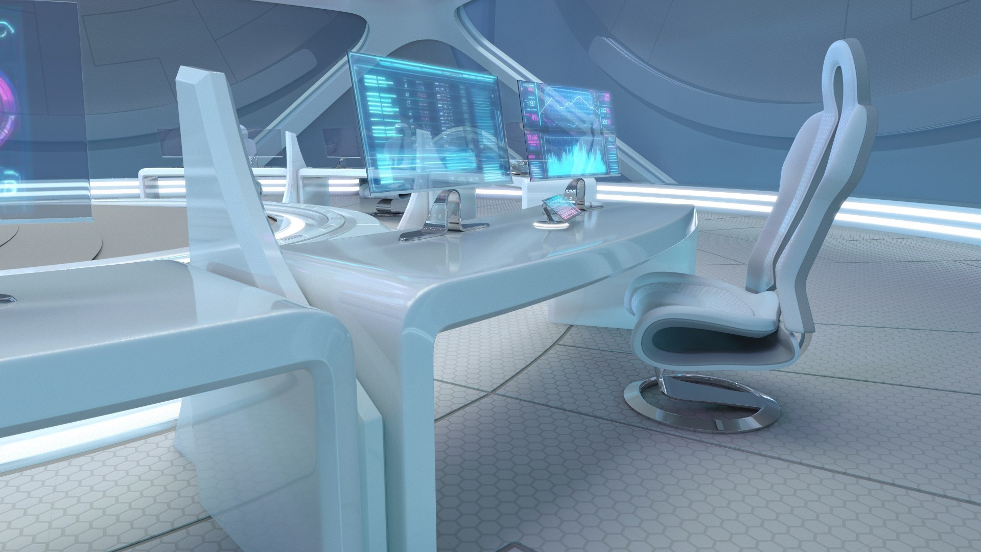 Command Center Futuristic Room 3D Model - TurboSquid 2204250