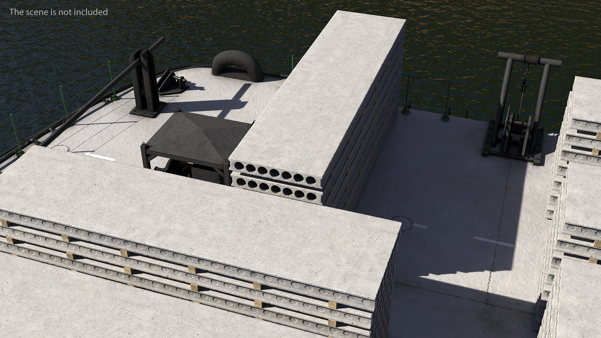 Push Boat Ship with Pontoon Barge Loaded Concrete Slab model ...