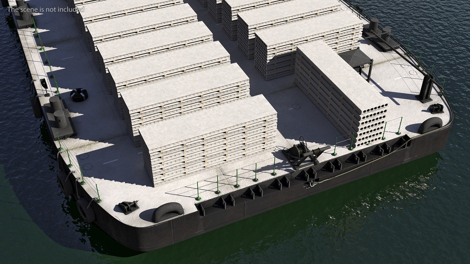 Push Boat Ship with Pontoon Barge Loaded Concrete Slab model ...