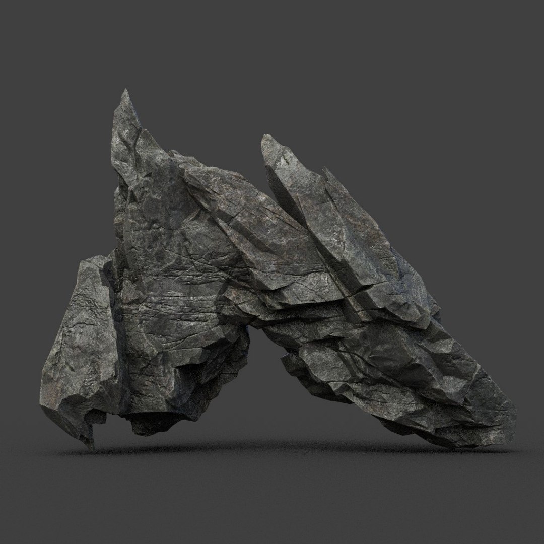 3D 8 Low Poly PBR Scifi Black Sharp Rock - TurboSquid 2163542