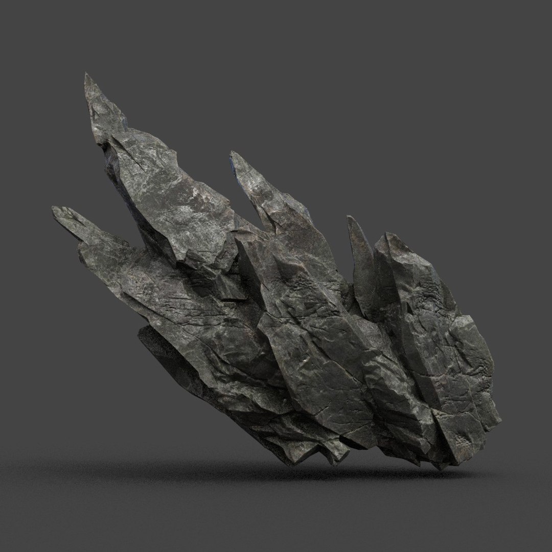 3D 8 Low Poly PBR Scifi Black Sharp Rock - TurboSquid 2163542